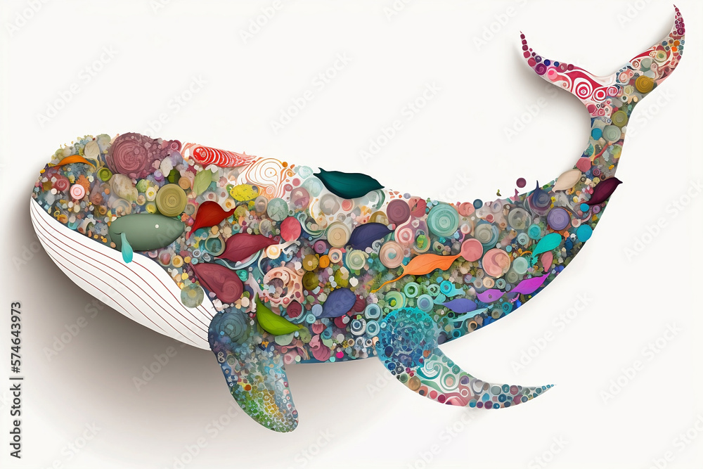 Colorful whale in the white background. Whale art. Generative AI. Stock ...