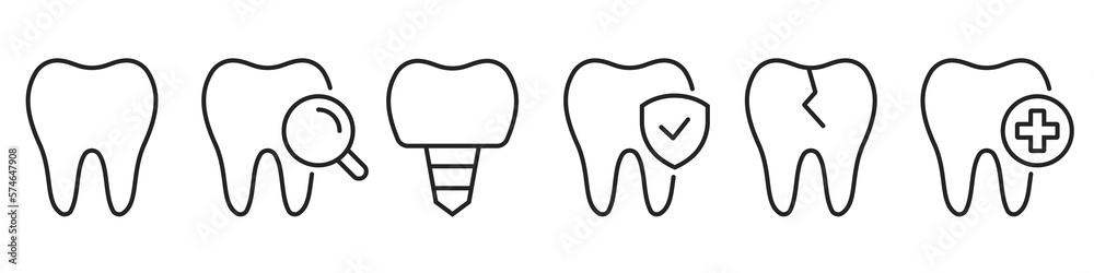 Tooth icon set. Tooth editable stroke icons. Dental clinic symbol ...
