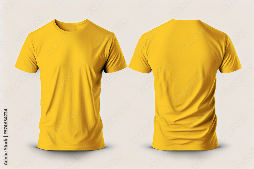 ภาพประกอบสต็อก Mockup of a blank royal yellow tshirt front and back ...