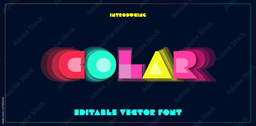 Editable overlay colorful alphabet. Color overlap, decorative font ...