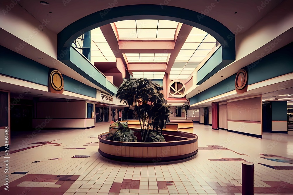 90s shopping mall liminal space, retro, vintagem, the 90's. Generative ...