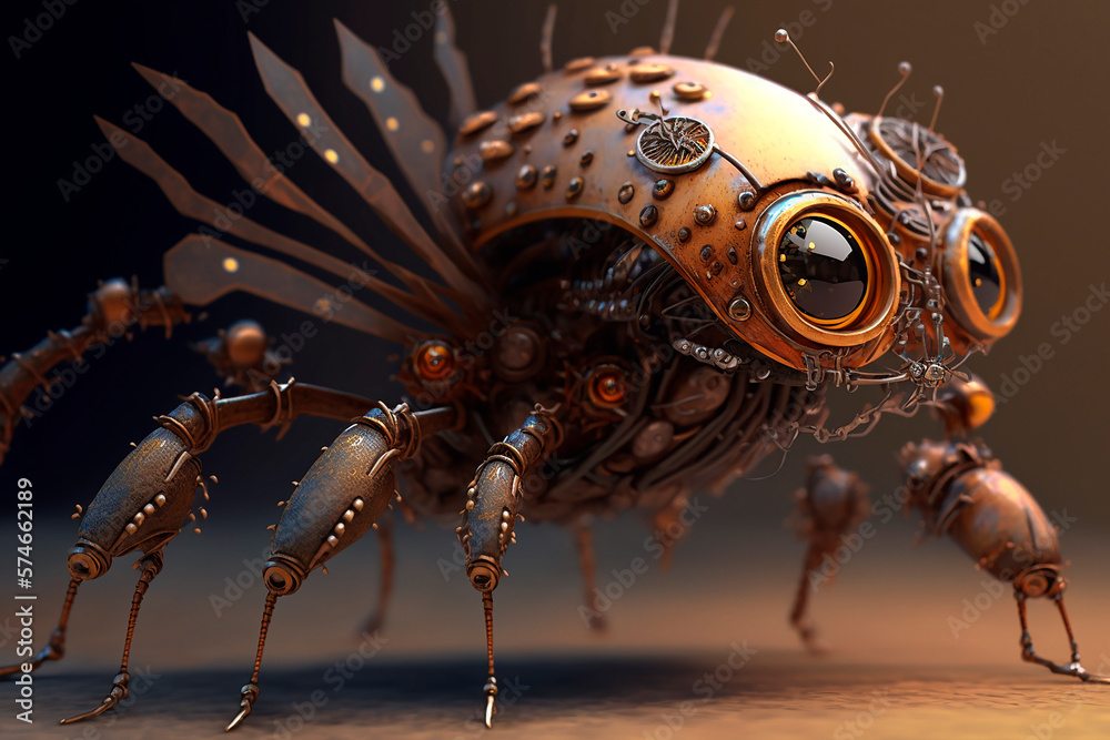 generative ai illustration of steampunk creature Stock Illustration ...