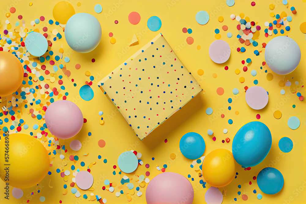 Yellow birthday background, Generative AI Stock Illustration | Adobe Stock
