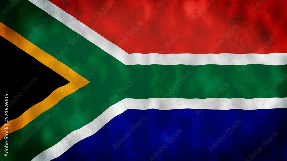 South Africa Flag Waving In The Wind With High Quality Texture In 4k