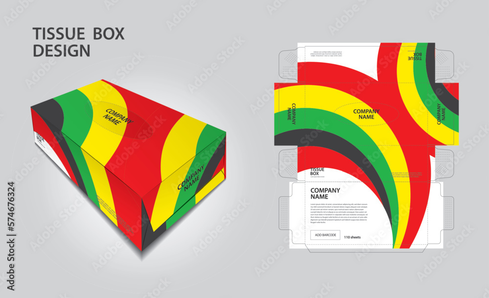 Tissue box packaging design on geometric background, box mockup, 3d box ...