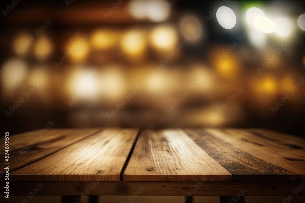 Wooden table for product display with bokeh background, Generative Ai ...
