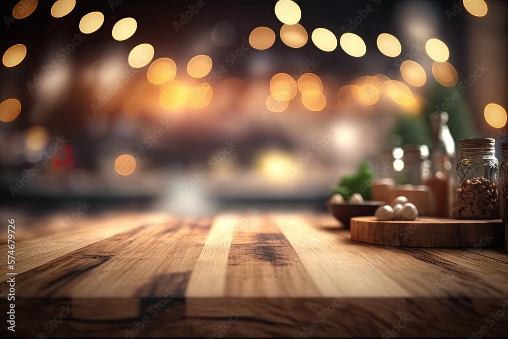 Wooden table for product display with bokeh background, Generative Ai ...