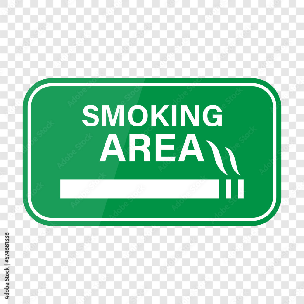 Smoking area. Smoking is allowed. Information signboard. Sticker or ...