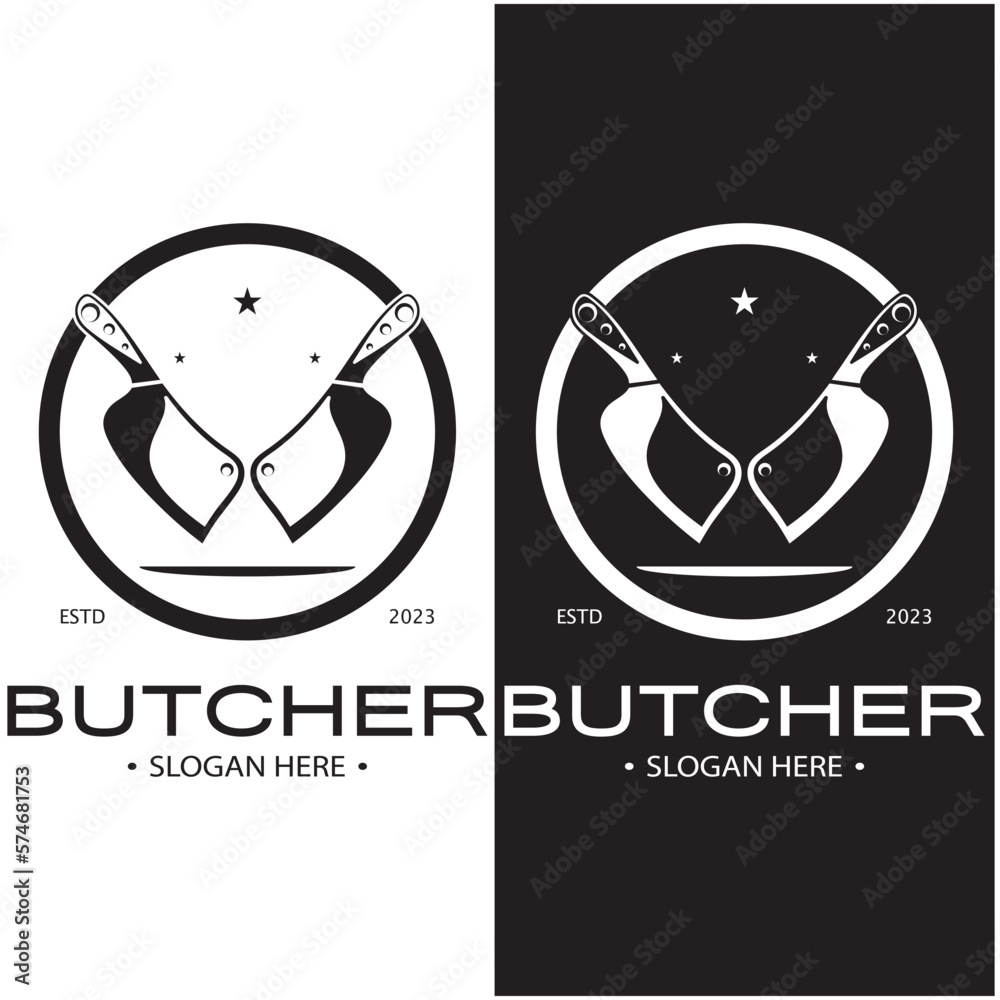 butcher knife vintage logo illustration,chef knife logo template,for ...