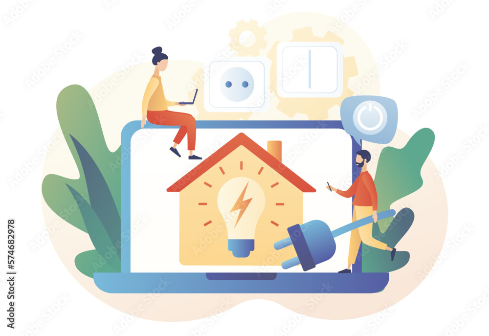 Sustainability concept. Energy saving. Unplug appliances and use energy ...