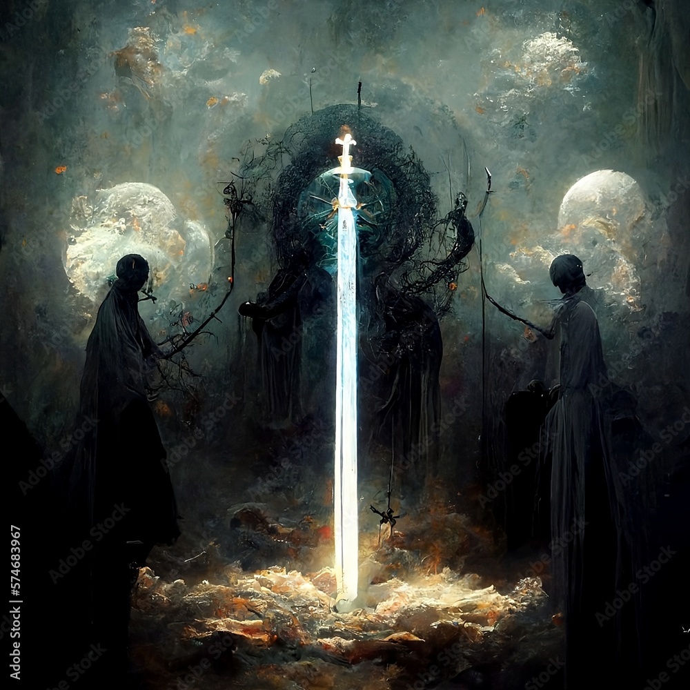 Arch angels under command. Art inspired by Diablo games. Stock ...