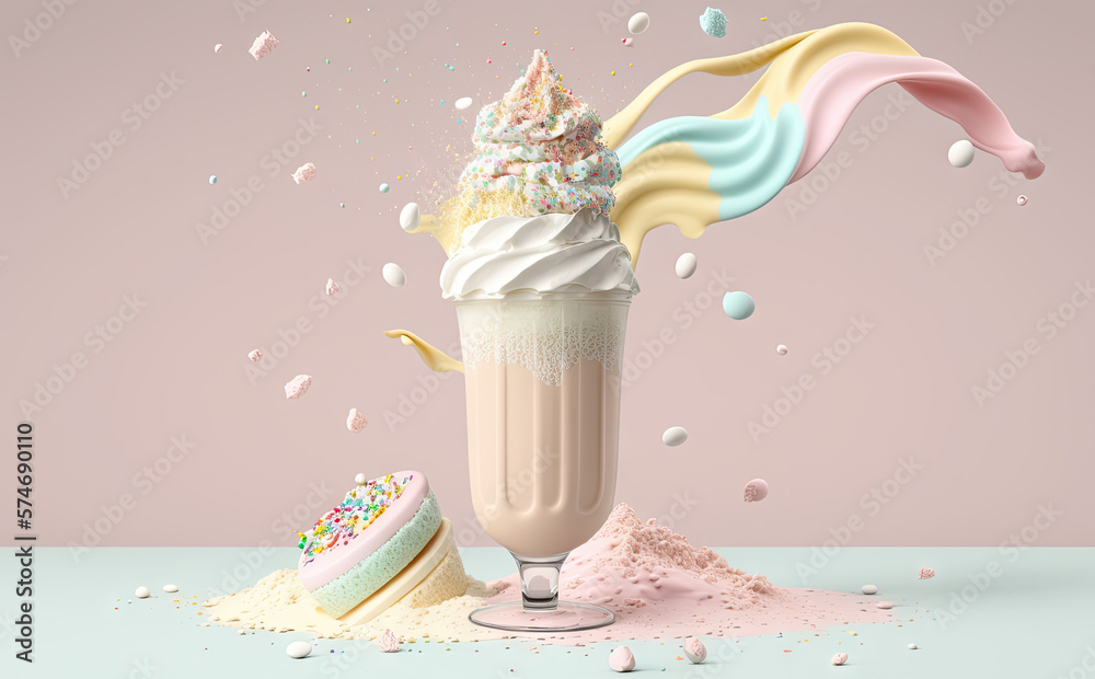 Milkshake - realistic illustration created with Generative AI ...