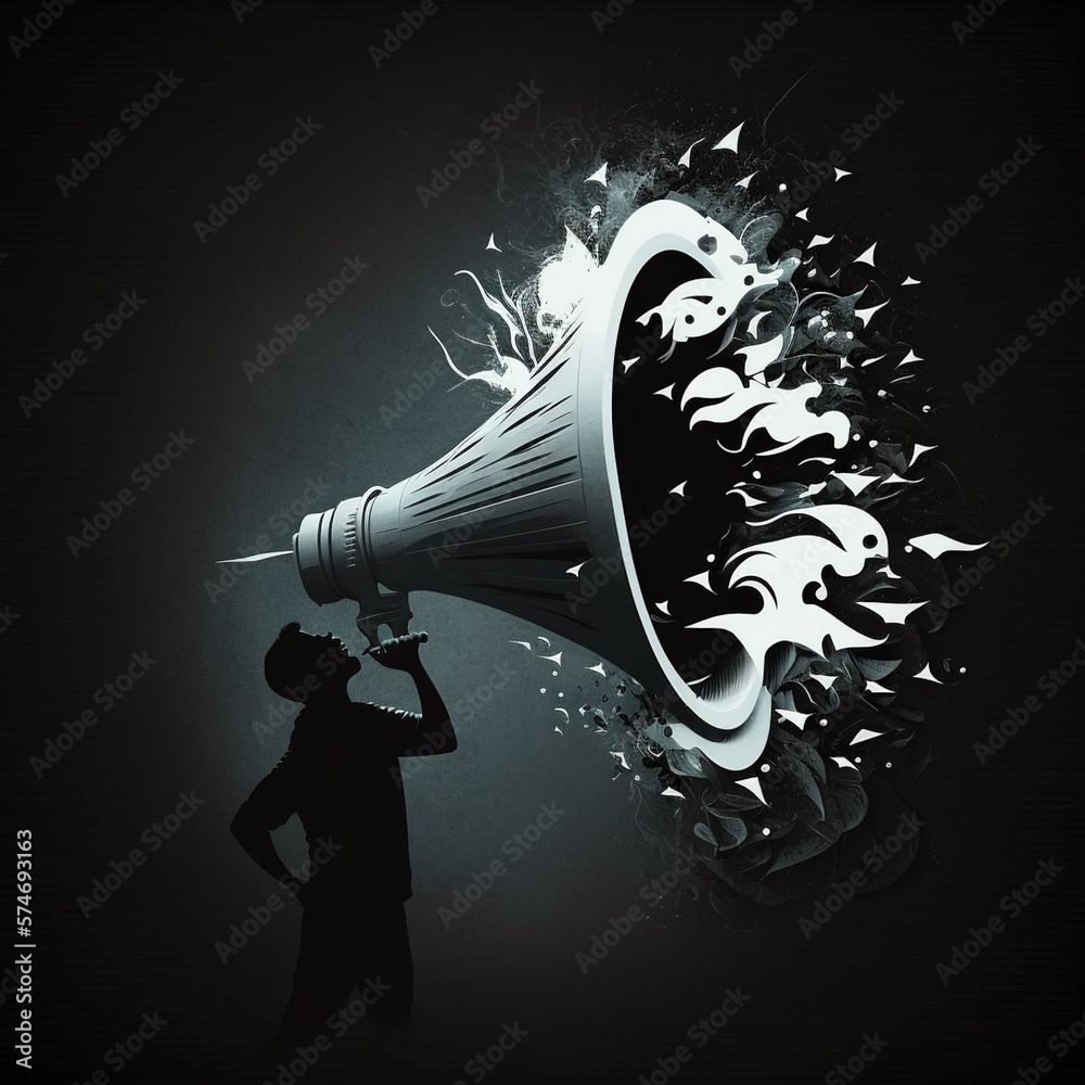 Minimalist Ghostly Megaphone Logo, AI Generated Stock Illustration ...