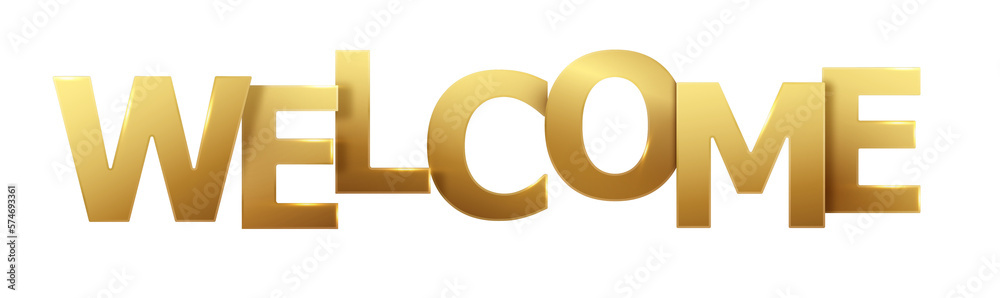 WELCOME golden letters banner. Welcome poster on white background ...