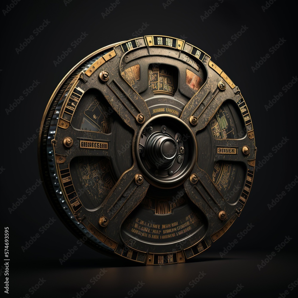 Cinema projector movie reel dieselpunk futuristic movie screening ...