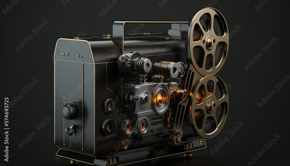 Cinema projector movie reel dieselpunk futuristic movie screening ...