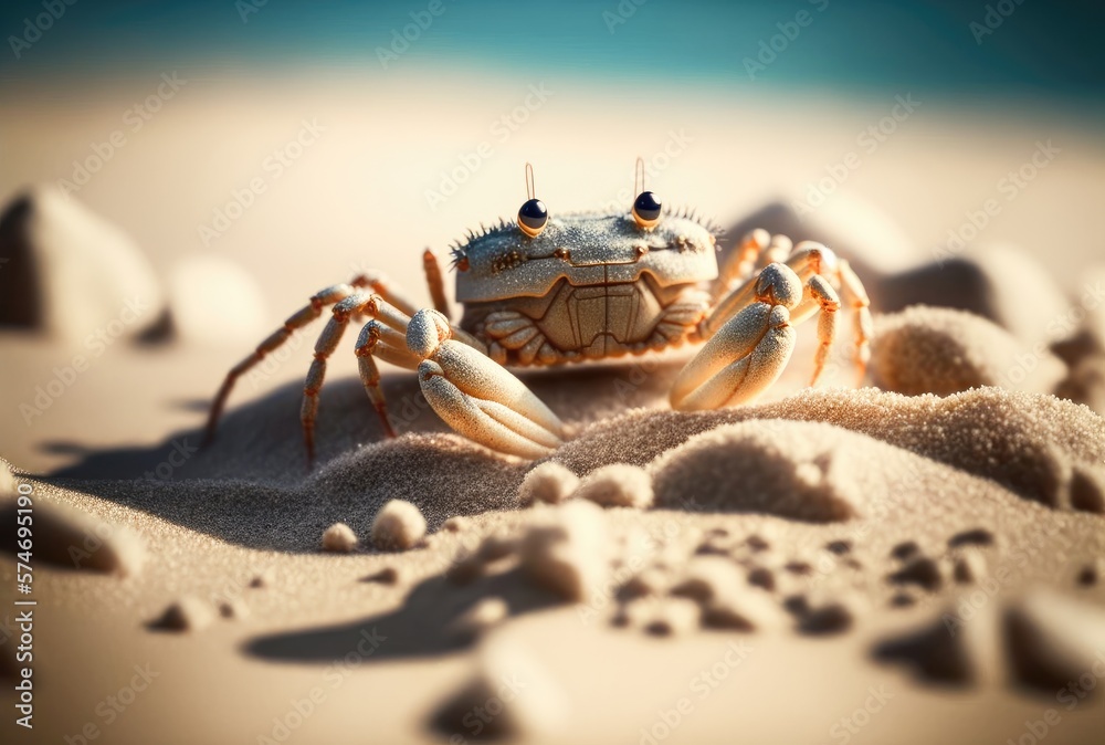 Nahaufnahme von einem Krebs am Strand mit verschwommenen Hintergrund ...