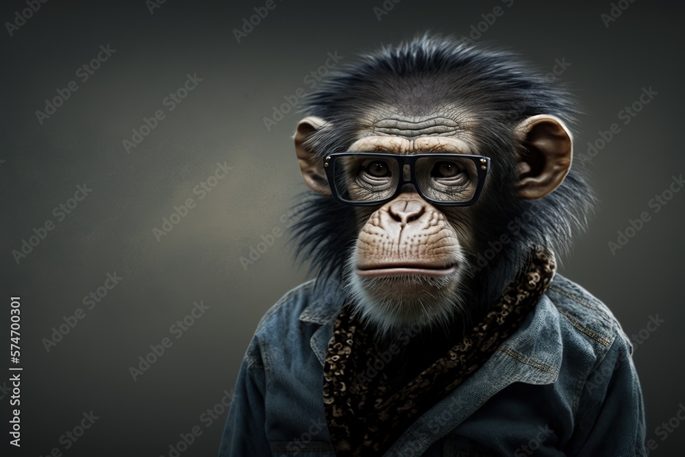 Monkey in mods style, studio lighting, neutral background, concept of ...