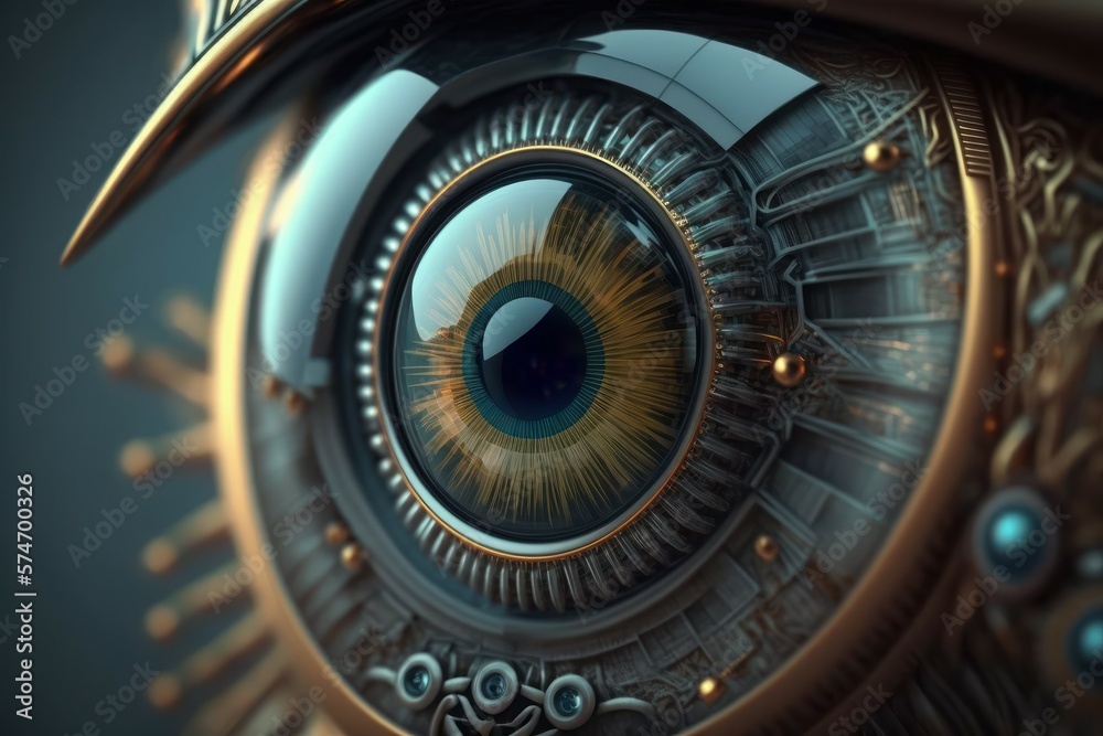 Imitation of the human eye in a robot. Spy surveillance concept. AI ...