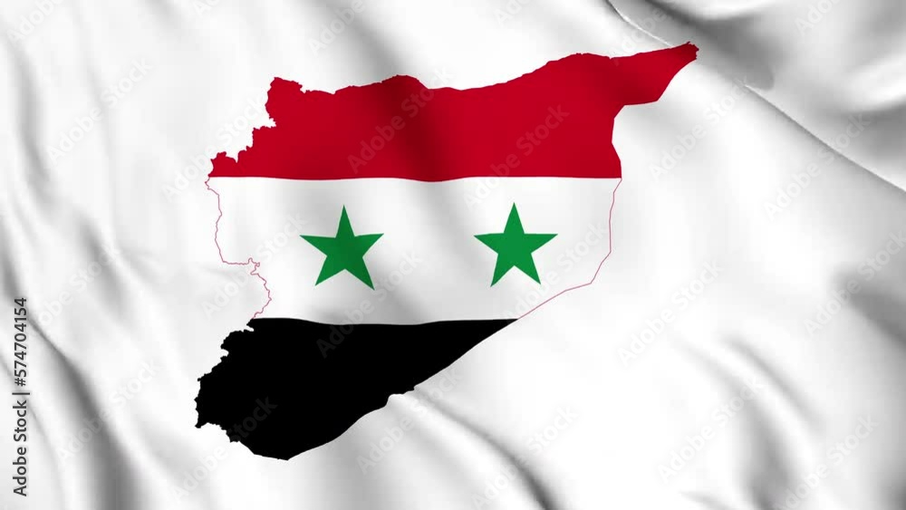 Syrai's national flag and map are waving in the seamless video. It was ...