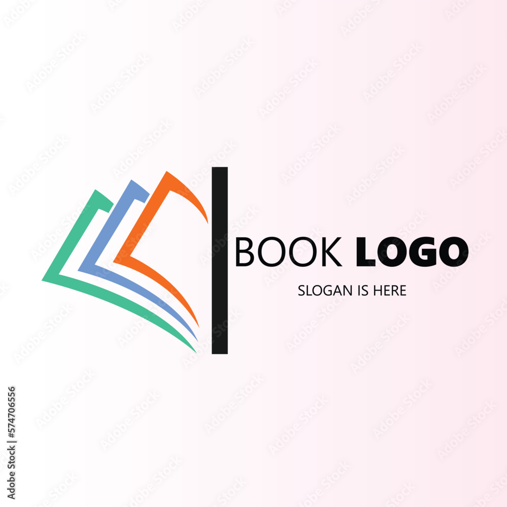 open book logo in linear style design for bookstore, book company ...