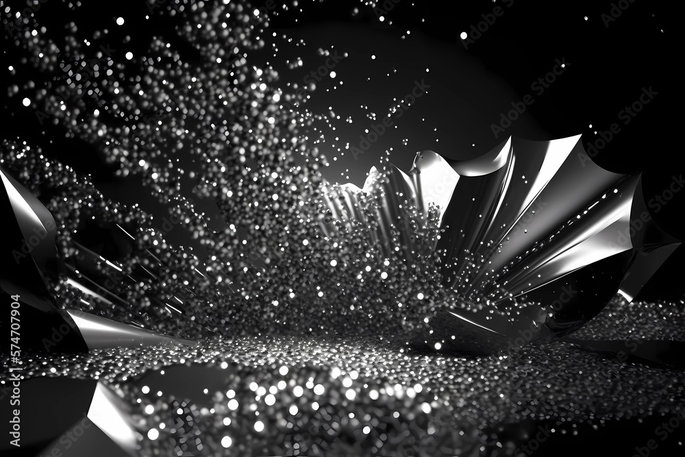 Black and white silver or metal particles background. Glitter shimmer ...