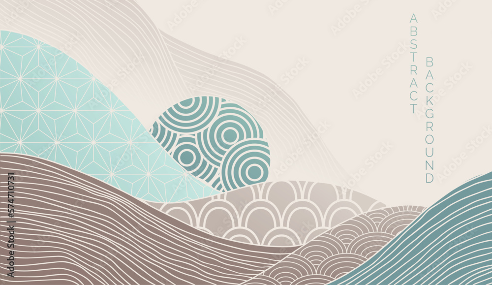 abstract japanese landscape on light background with gradient Stock ...