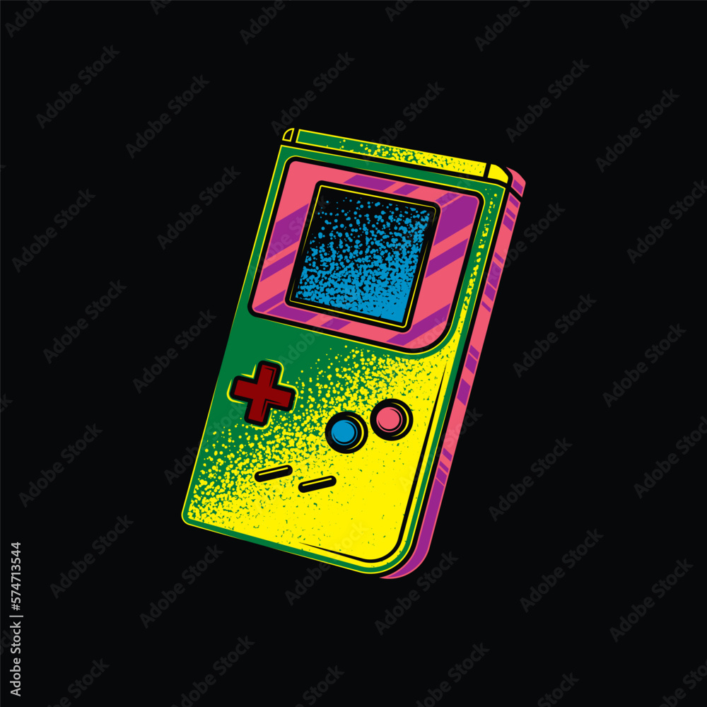 Original vector illustration. Portable retro game console in vintage ...