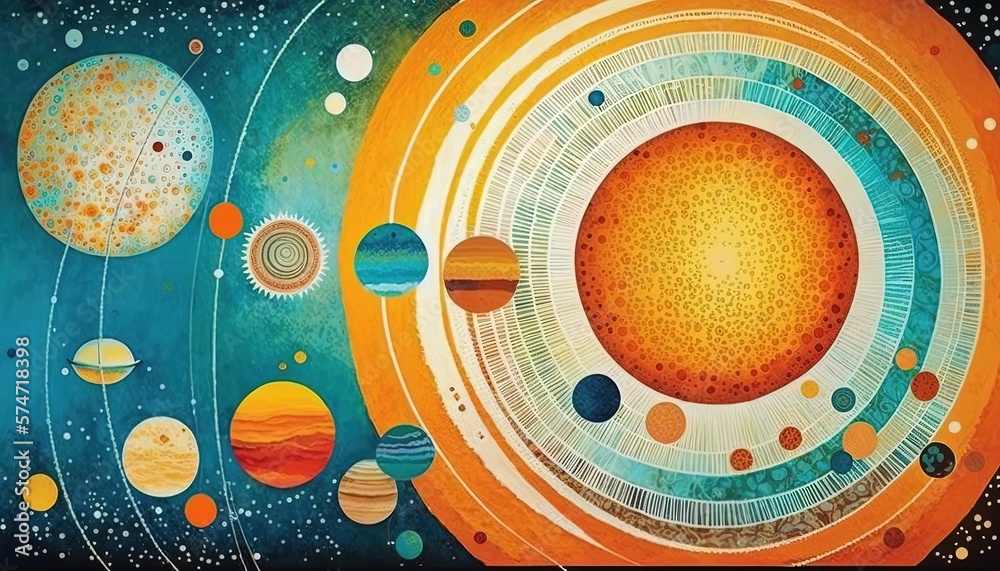 paint like illustration of abstract solar system planets, idea for ...