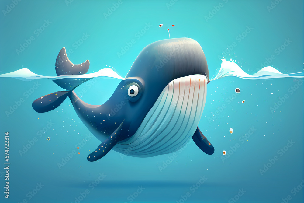 Portrait of a cute little whale. AI generated Stock Illustration | Adobe Stock