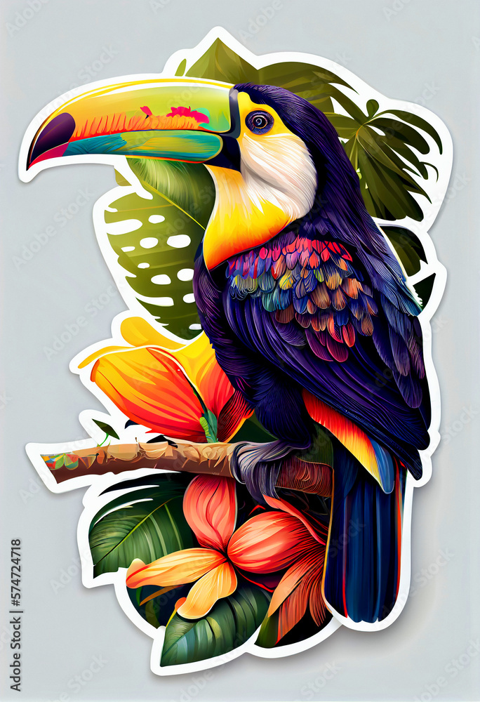 Generative AI render of a toucan Stock Illustration | Adobe Stock