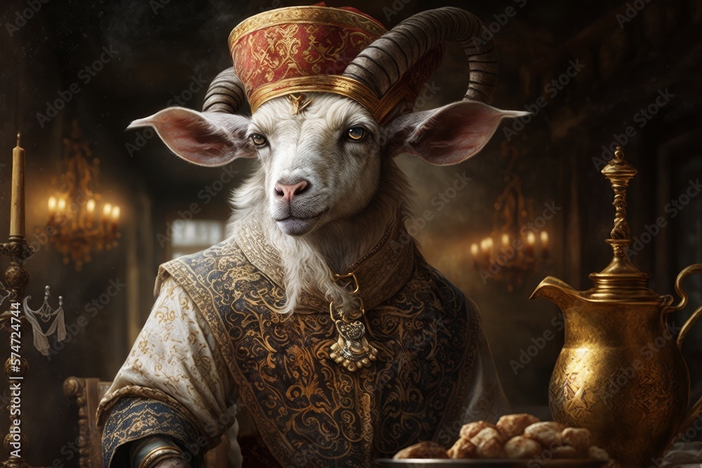 Exquisite Imagery: A Chef Goat in a High-End Kitchen Creating Culinary ...
