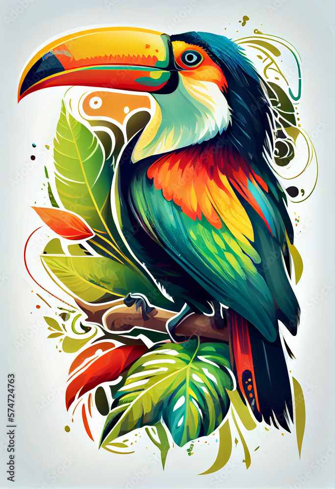 Generative AI render of a toucan Stock Illustration | Adobe Stock