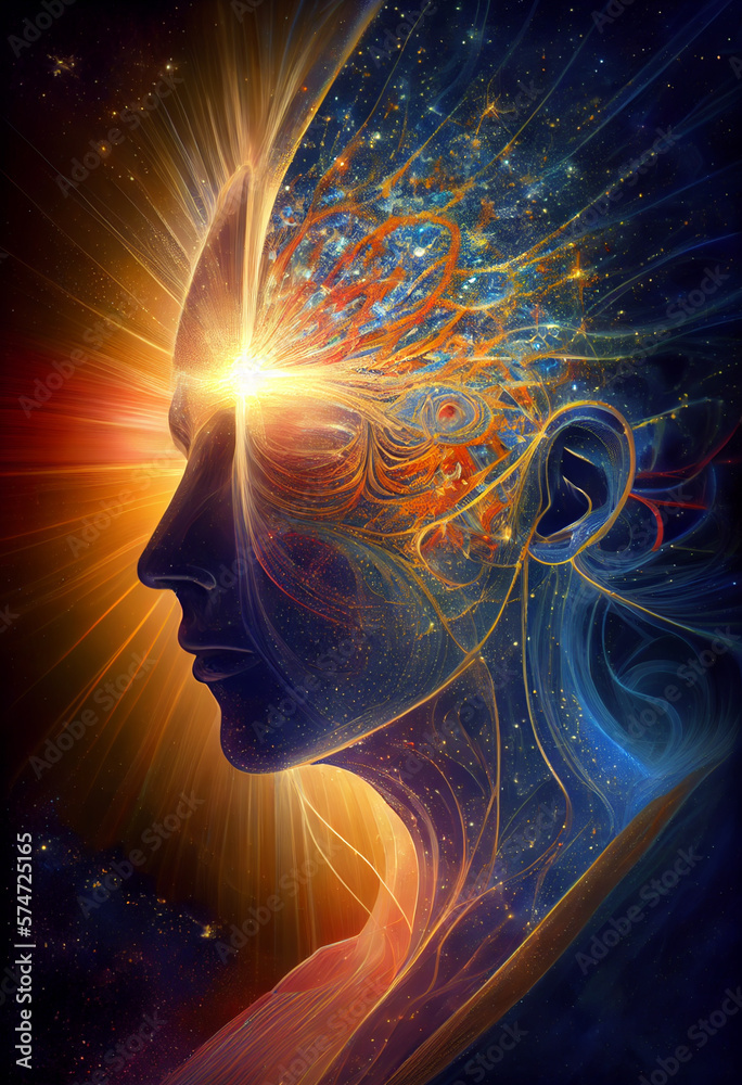 The human body in connection with space. AI generated Stock ...