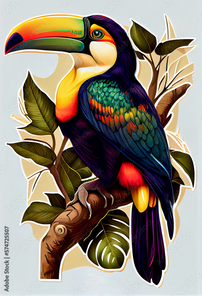 Generative AI render of a toucan Stock Illustration | Adobe Stock
