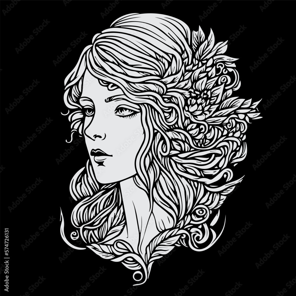 beautiful girl illustration stunning portrayal of feminine grace and ...