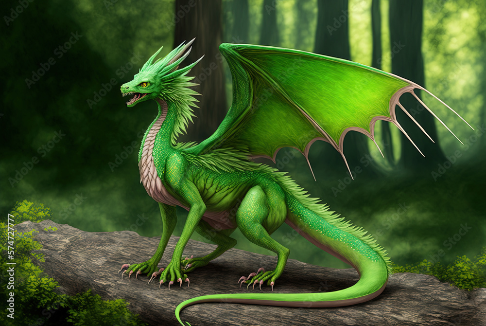 Green dragon, mysterious monster from farytales and symbol of 2024 ...
