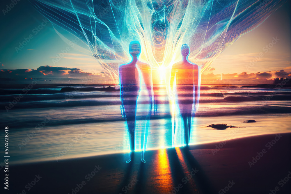 Silhouette of human astral human body concept image for near death ...