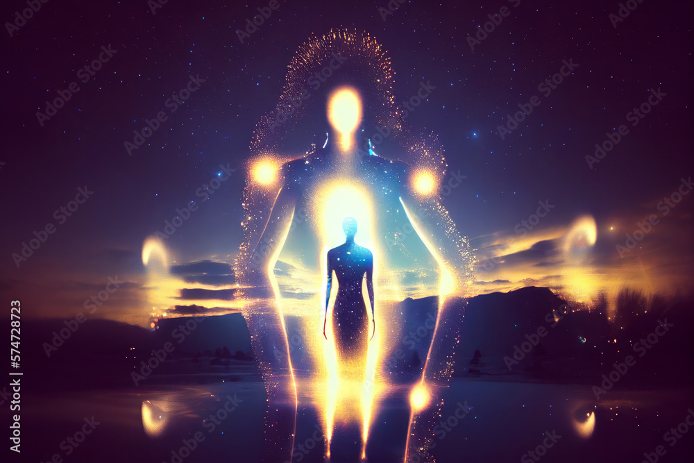 Silhouette of human astral human body concept image for near death ...