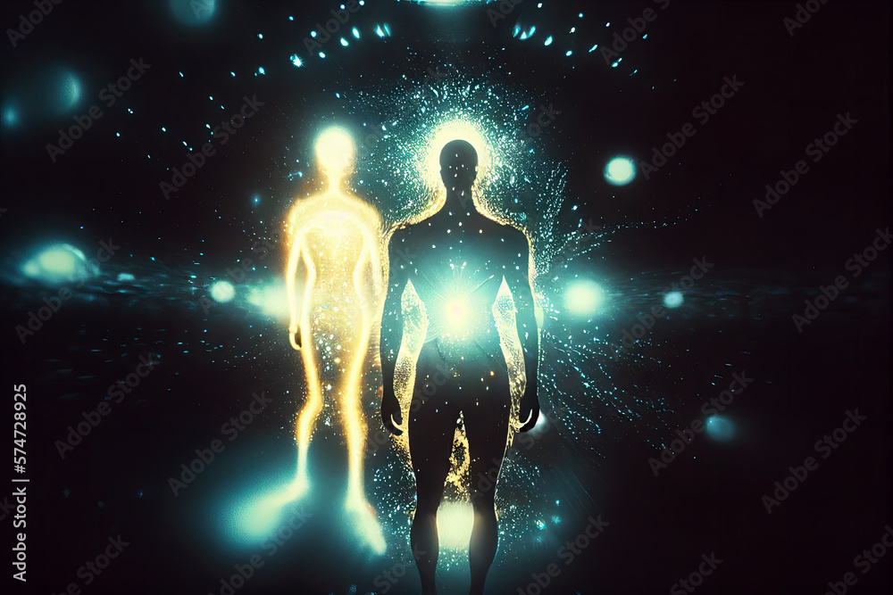 Silhouette of human astral human body concept image for near death ...