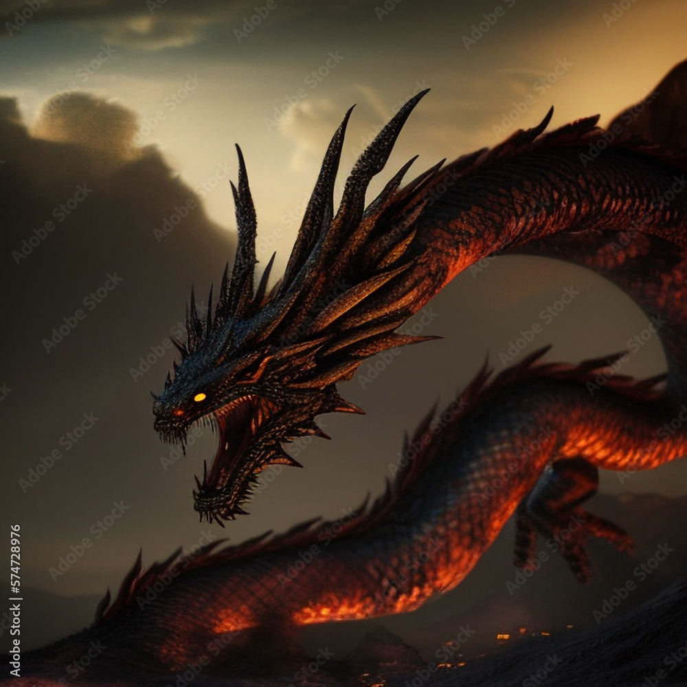 Ai generated art generative ai, realistic dragon 3d, 3d dragon ...