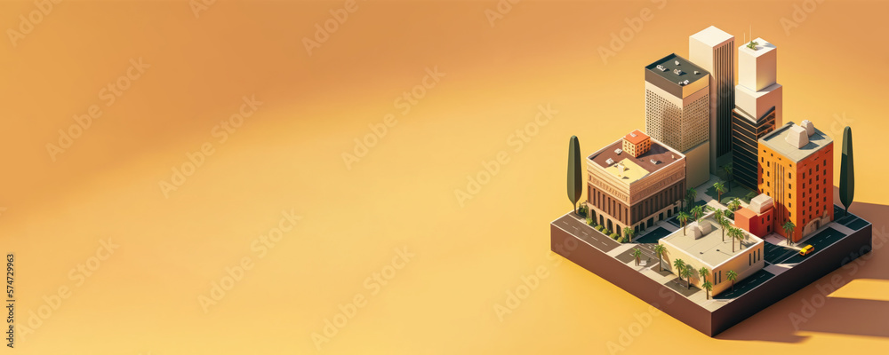 Square-shaped miniature Los Angeles featuring best known buildings ...