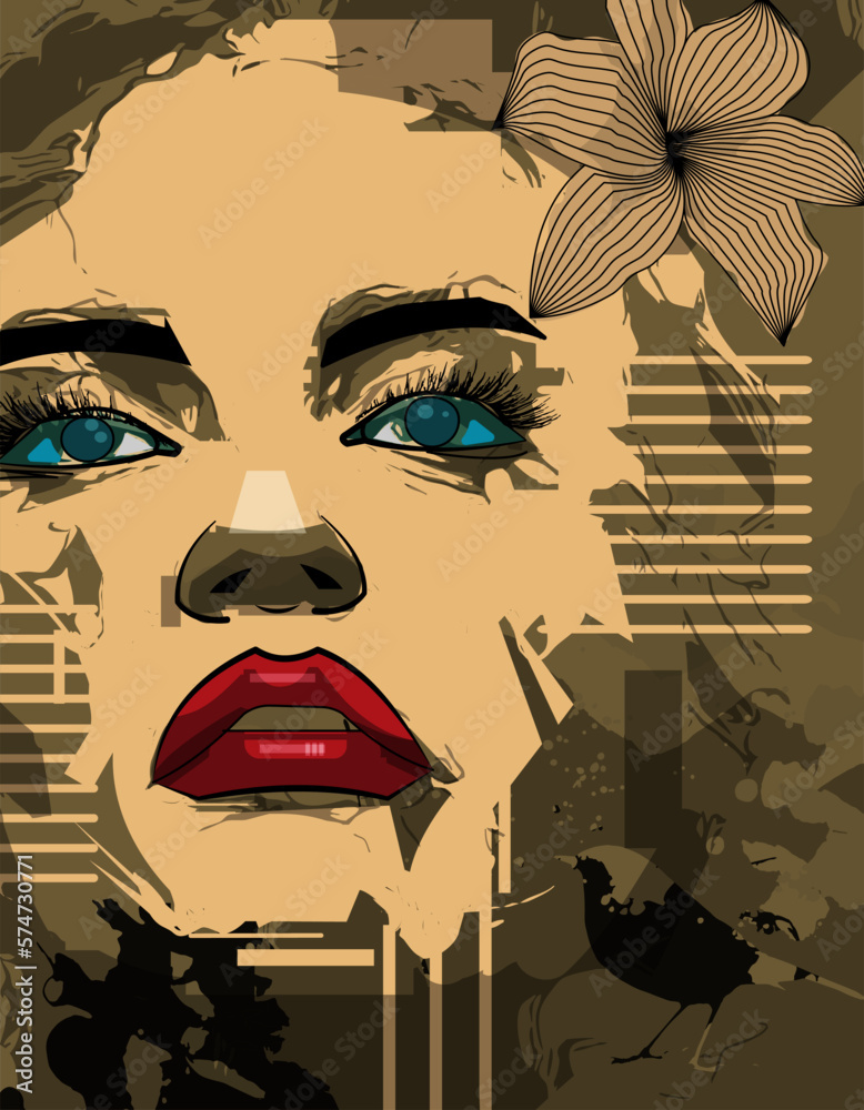 Abstract Illustration person vector art. Woman - female portrait ...