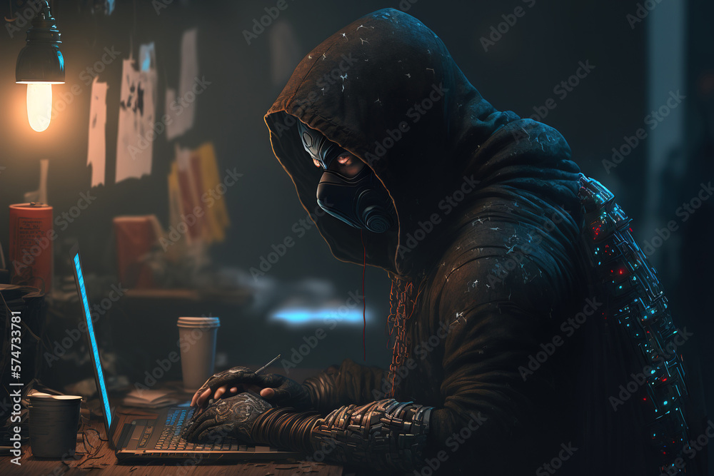 Ilustração do Stock: doing some illegal activities shot of a hacker ...