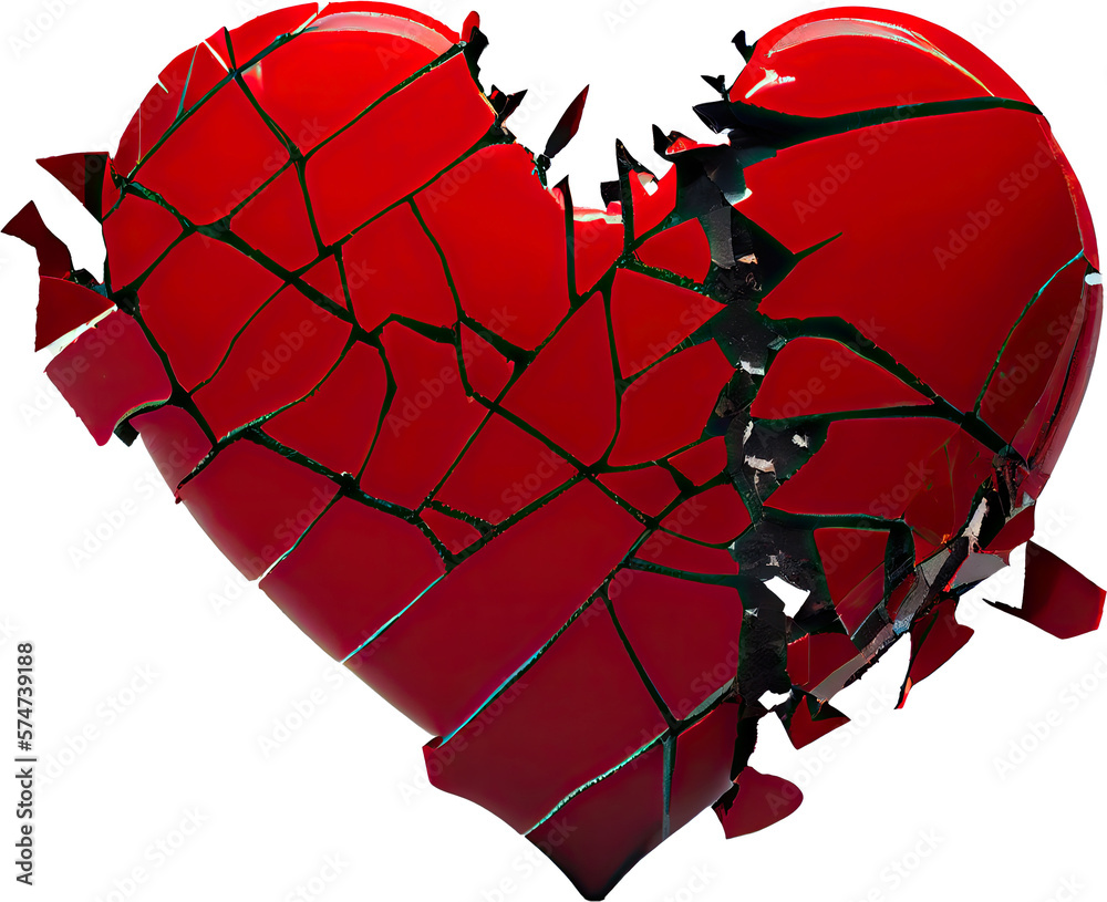 Broken Heart Transparent Background - Generative AI Stock Illustration ...