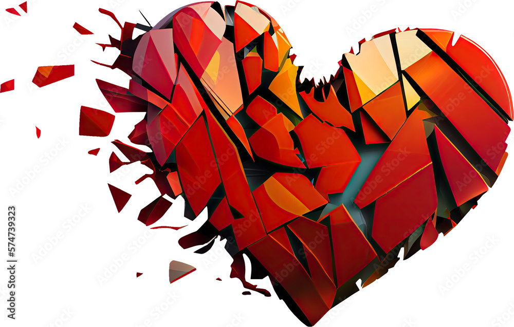 Broken Heart Transparent Background - Generative AI Stock Illustration ...
