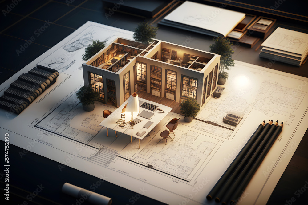 3d modelled building pops up over the 2 dimensional floor plan drawing ...