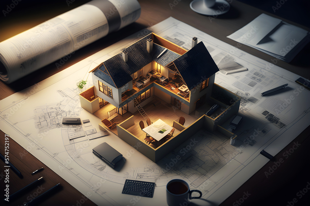 3d modelled building pops up over the 2 dimensional floor plan drawing ...