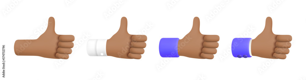 Like Sign. Like - Hand Gesture Thumb Up. African American hand. Set of ...
