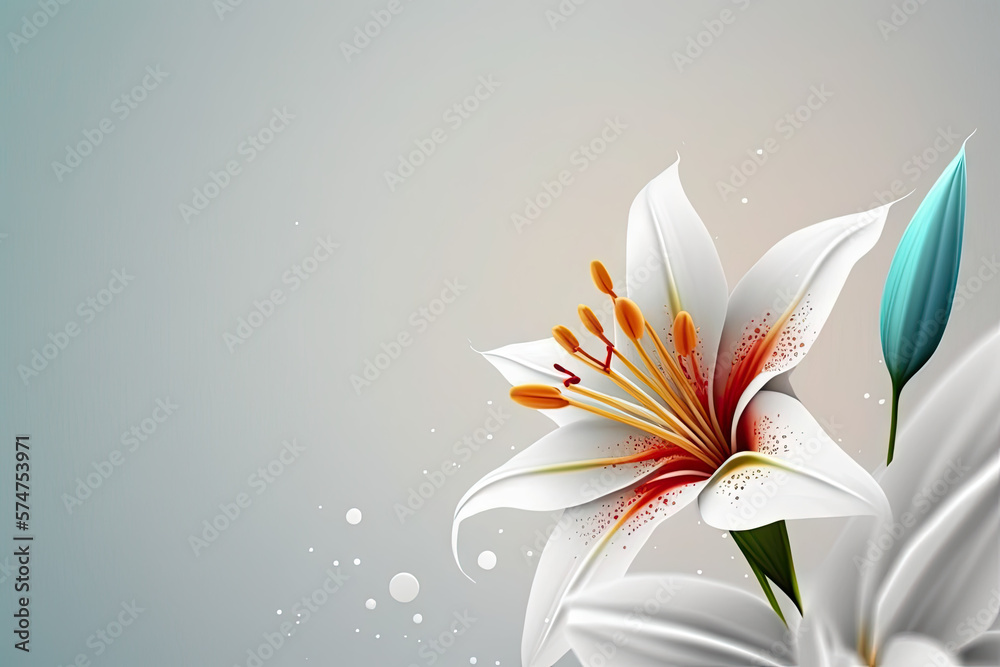 Lilies Flowers spring summer Minimalism Background with empty Copy ...